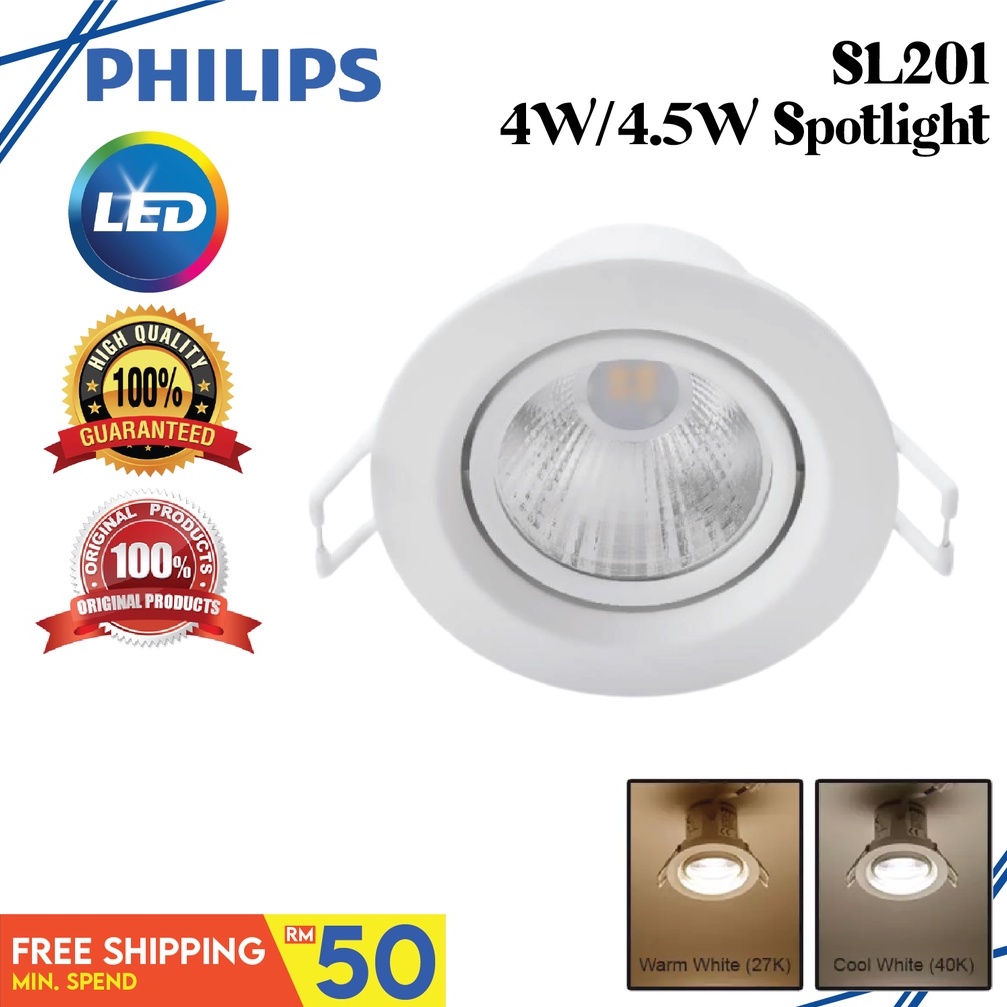 PHILIPS LED Spotlight Eyeball Recessed Spotlight SL201 4W/4.5W Ceiling ...