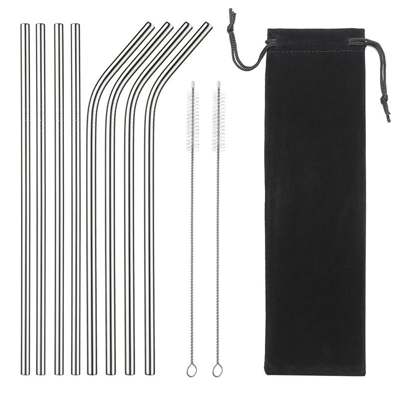 Reusable Stainless Steel Drinking Straws with Cleaning Brush for Party ...