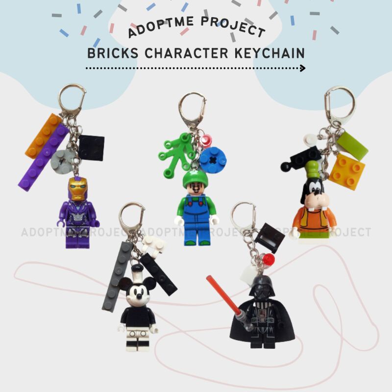 GANTUNGAN Lego BRICK Character Keychain STAR WARS IRON MAN MICKEY ...