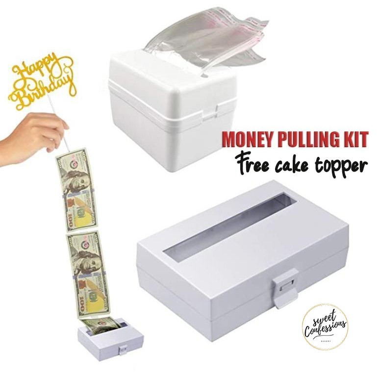 Kit - (free topper) Money pulling cake box hidden cake atm machine ...