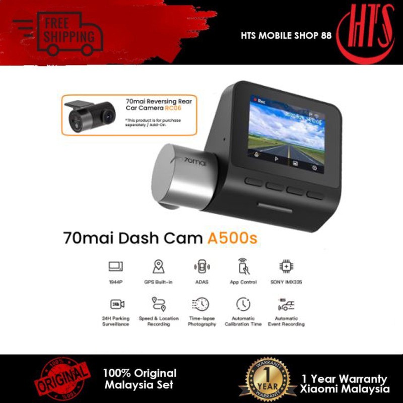 70mai A500S Pro Plus with Rear Cam 1944P Dashcam Built-in GPS Cam Car ...