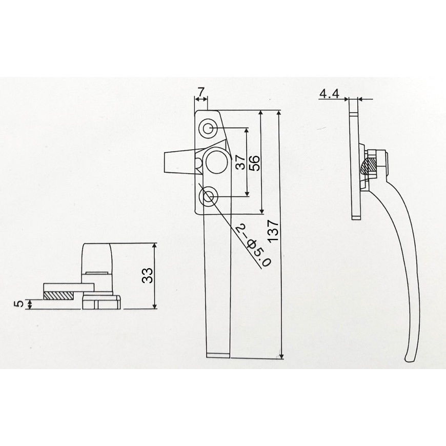 Aluminum HDB Lever Casement Window Handle (Black/White/Silver) WH01 ...