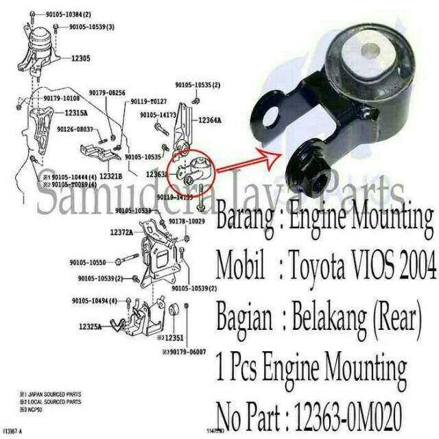MESIN Engine Monting Mounting Rear Engine Mount for New Vios / Yaris ...