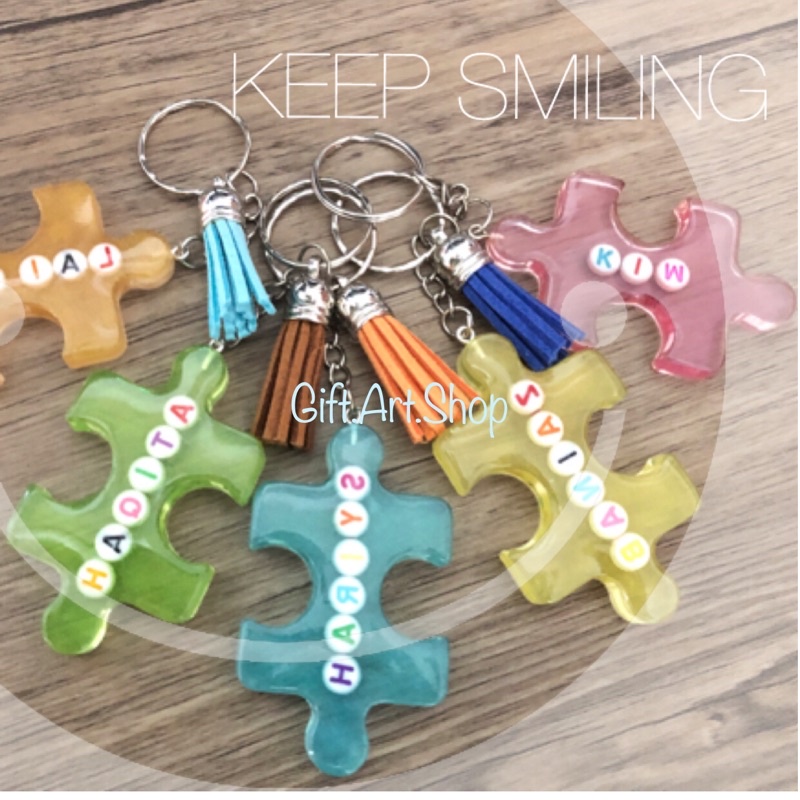 SG local handmade team bonding name keychain customize jigsaw puzzle ...