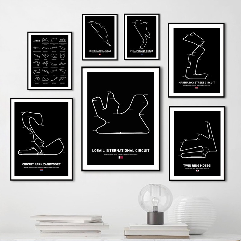 Formula 1 Race Track Poster F1 Car Racing Canvas Painting Nordic ...