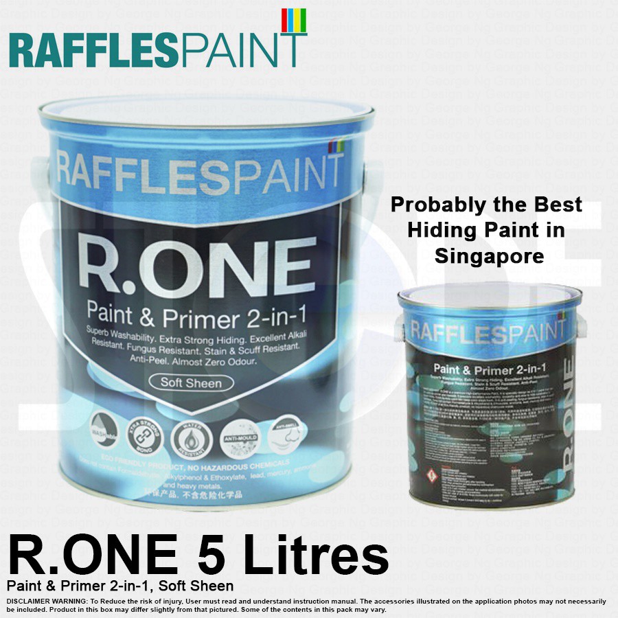 Raffles Paint R.ONE 2 in 1 Paint and Primer with Advance Washability 5L ...