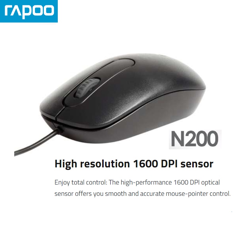 Rapoo N200| N100 Wired Optical Mouse | Shopee Singapore