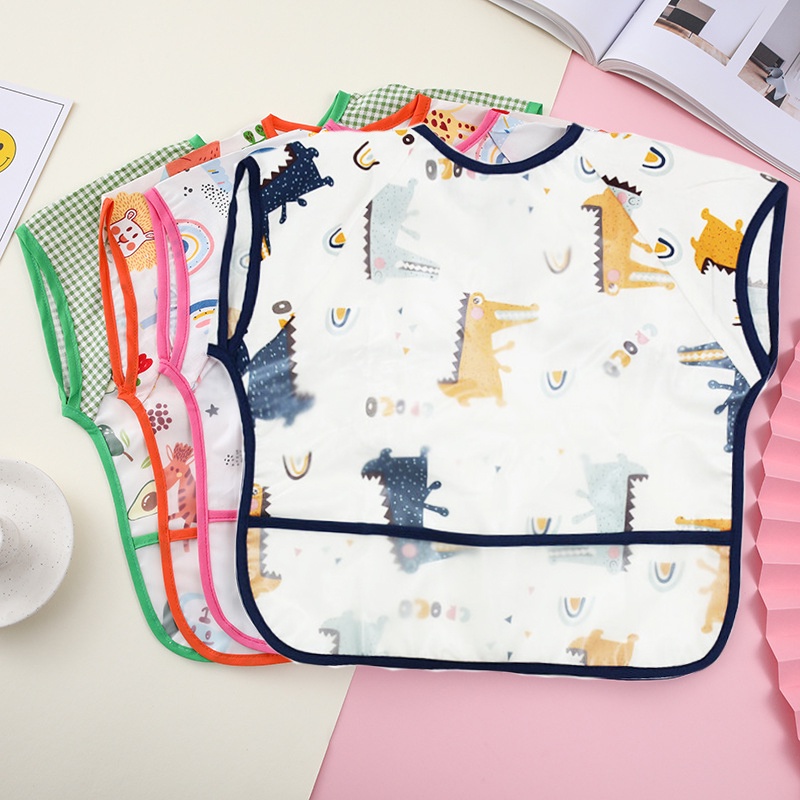 Baby Kids Toddler Short Sleeve Scarf Waterproof Art Smock Feeding Bib ...