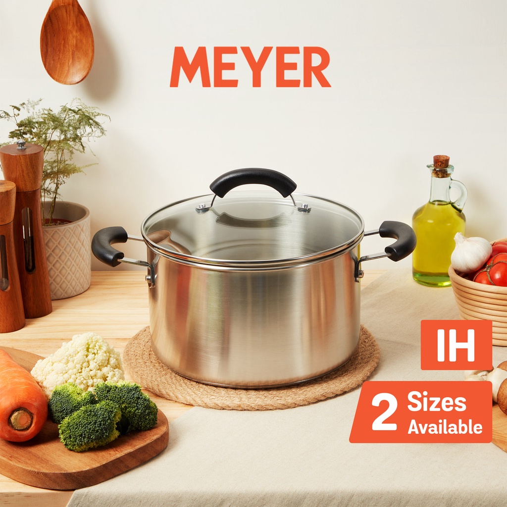 Meyer Centennial Series Stainless Steel Induction 24cm Stockpot with Glass Lid | Shopee Singapore