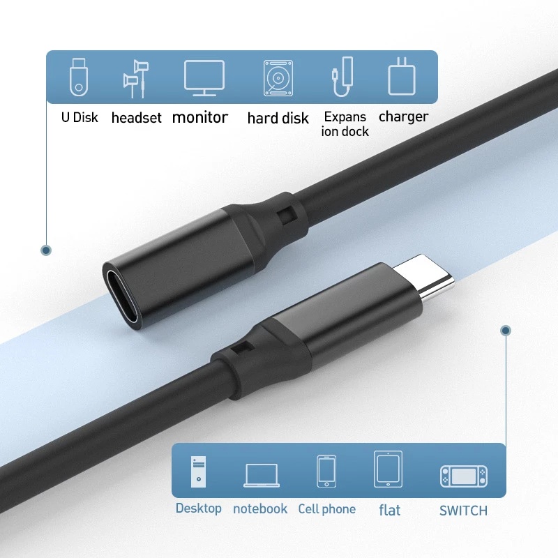 Type-C Extension Cable Usb3.1gen2 USB C Male to Female 100W Fast ...