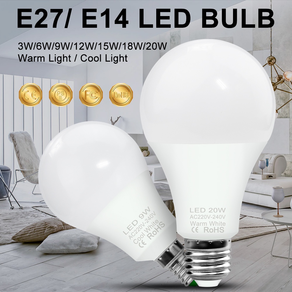 E27 LED Bulb E14 Lamp High Power Light Ball Bulbs 3W 6W 9W 12W 15W 18W 20W LED Lamps Energy ...