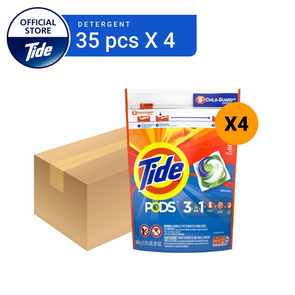 [Bundle of 4] Tide Liquid Laundry Detergent Pods/Capsules Carton (35pc ...