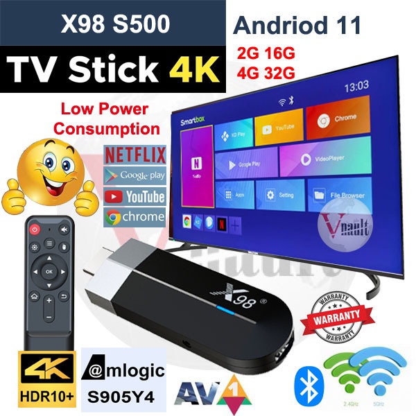 [Local Seller] 4k X98 S500 Mini TV Stick Andriod Version 2.4G 5G Wifi Bluetooth | Shopee Singapore