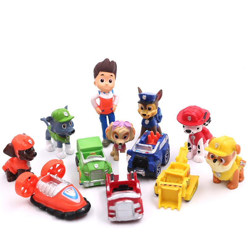 12pcs/set Mini Action Figures Paw Patrol Toys Ryder Marshall Chase Skye ...