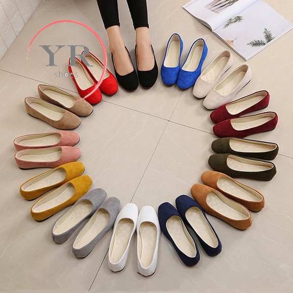 Plus Size 35 43 Women Suede Slip On Lofers Shoes Office Casual Rounded Toe Flats Shoes Shopee