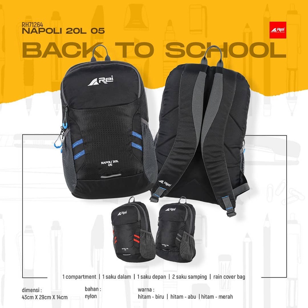 Naples DAYPACK Bag 05 20L | 20l School Backpack | Rei OUTDOOR 20-LITER Work Backpack | Shopee ...