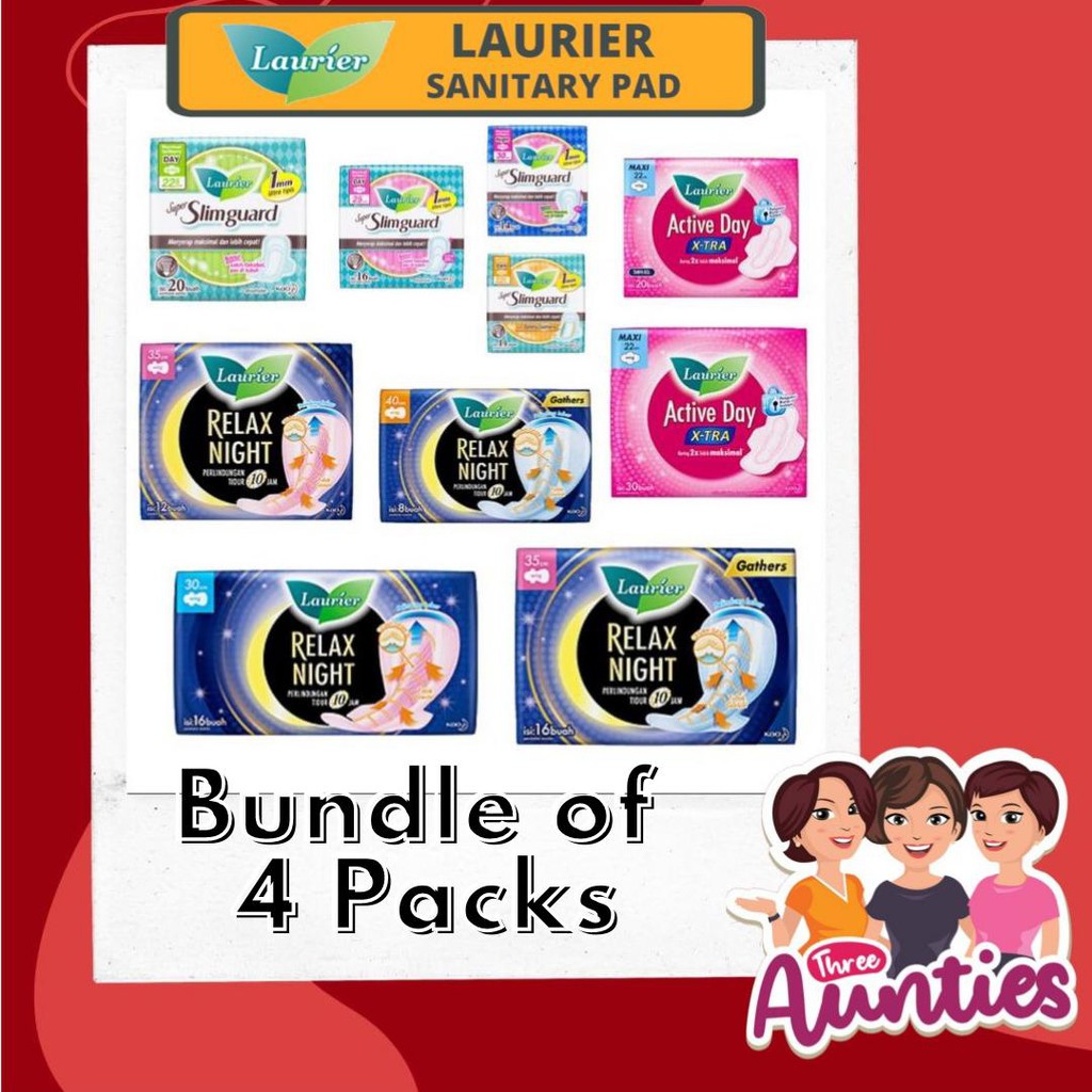LAURIER [Bundle of 4 Packs] Super Slimguard / Active Day / Relax Night ...