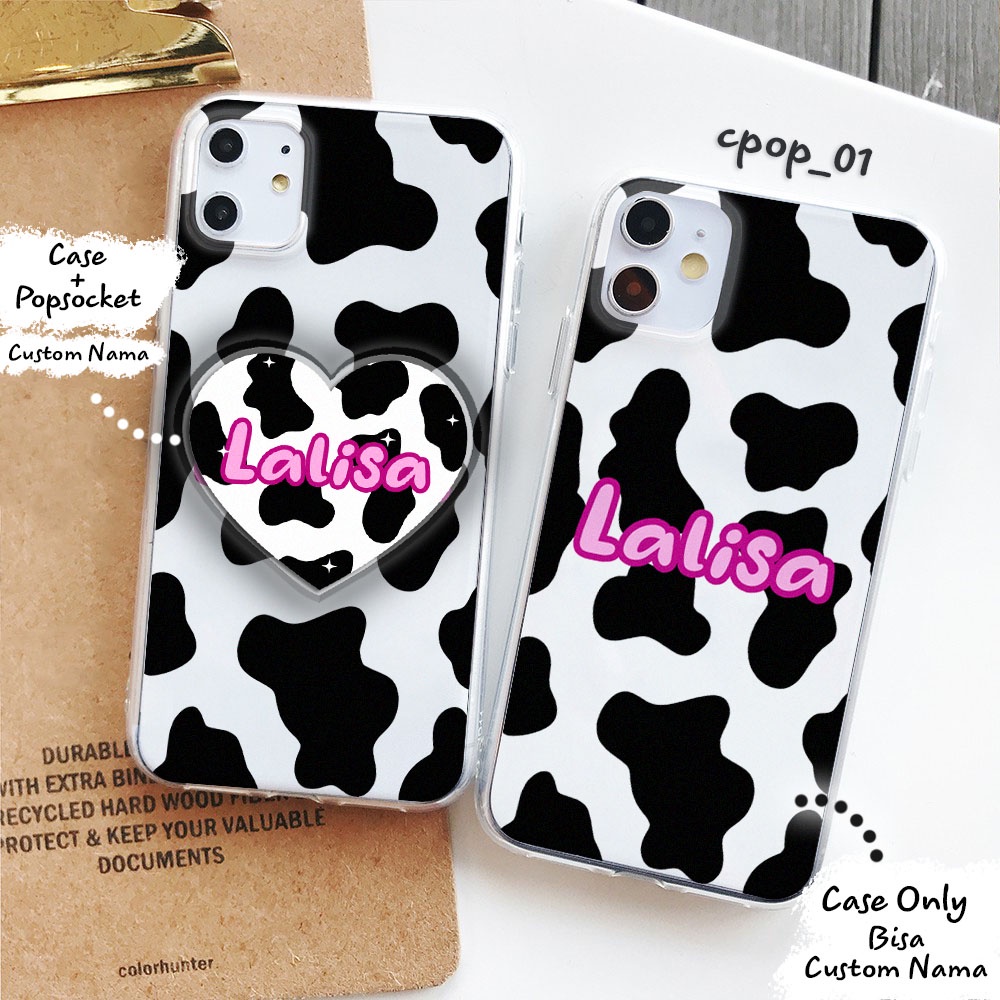 Custom Case Aesthetic Cow Pattern With Name Series Casing With Pop ...