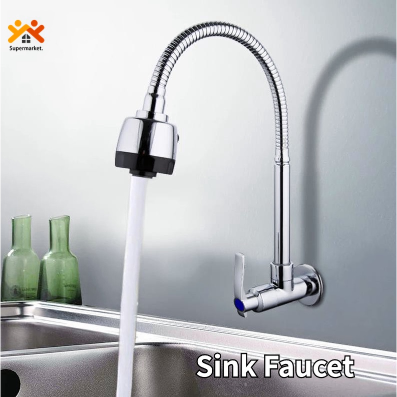 Kitchen Faucet Double Flexible Sink Tap Wall MountedKitchen Faucet ...