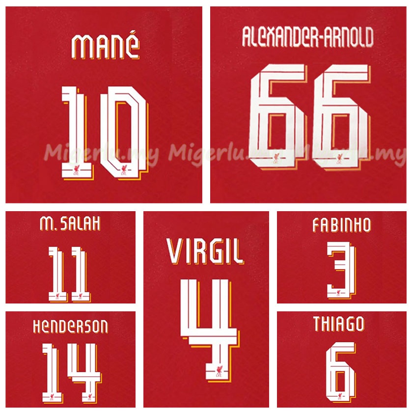 ADD Liverpool UCL font set ,To add a customized name and number ...