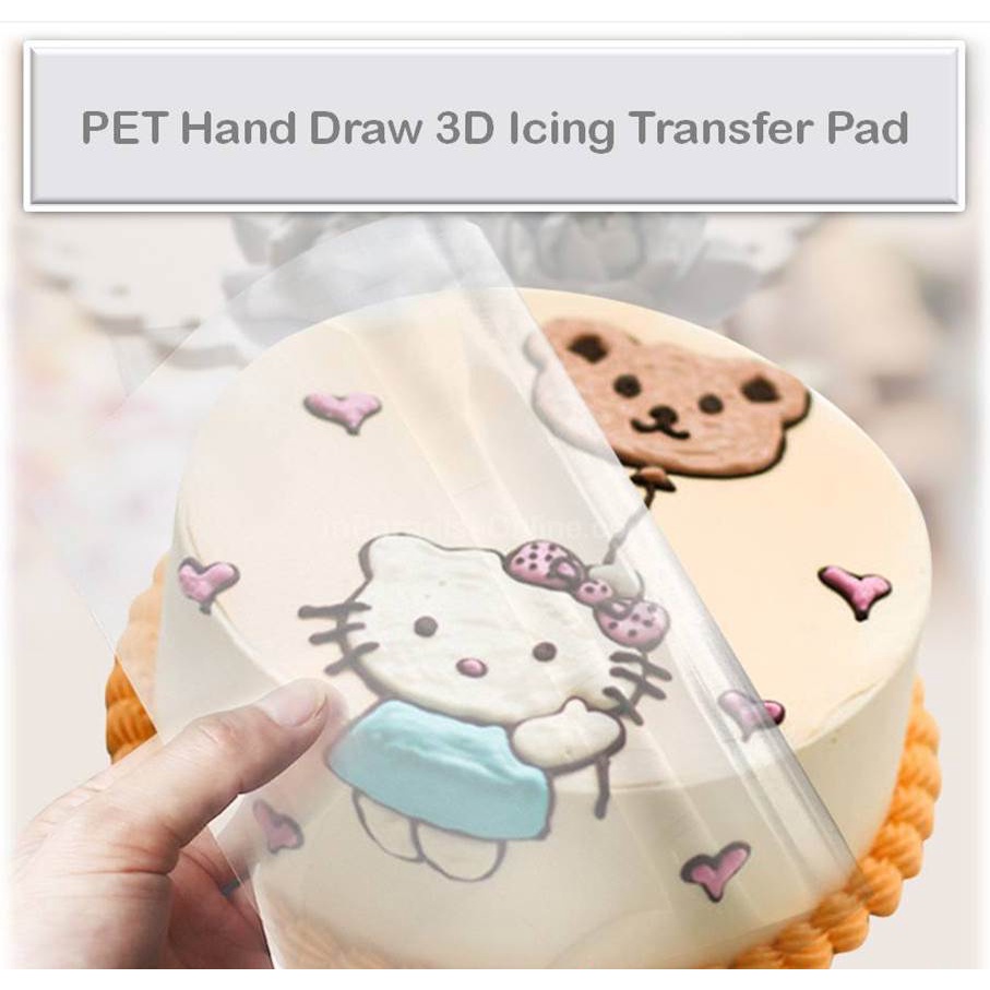 Reusable PET Sheet Hand Draw 3D Icing Cake Transfer Pad Cake Transfer ...