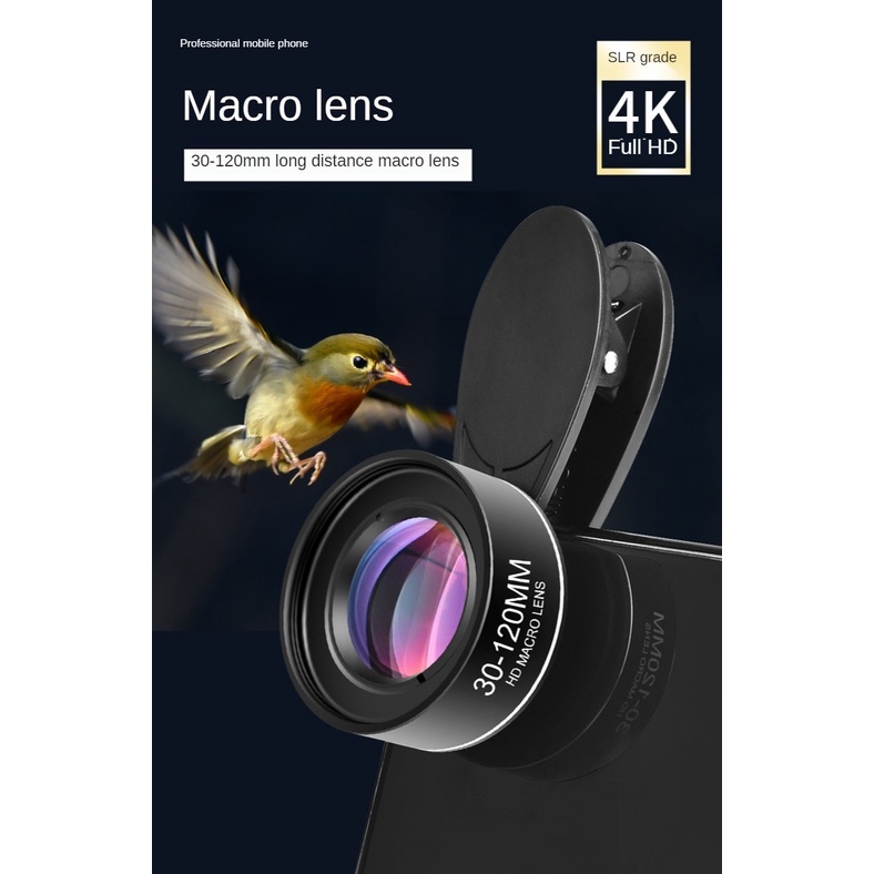 Phone Macro Lens 30-120mm Clip On Close Up Macro Lens 4K HD High ...