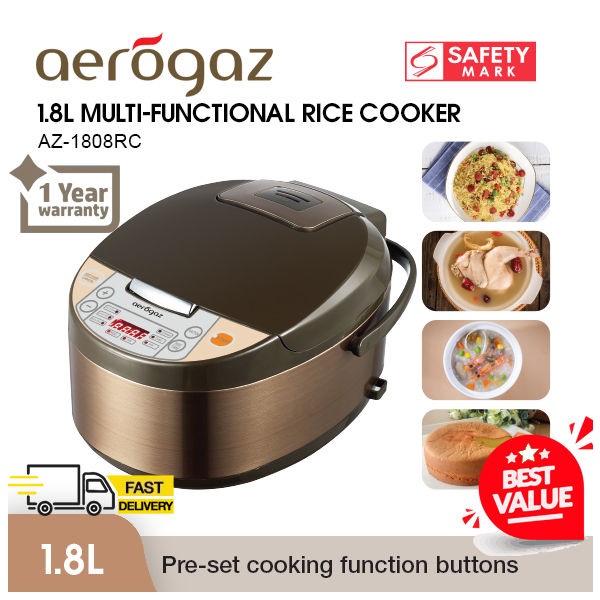 Aerogaz AZ-1808RC 1.8L Multi-function Rice Cooker | Shopee Singapore