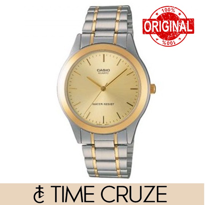[Time Cruze] Casio Two Tone Stainless Steel Strap Gold Tone Dial Analog ...
