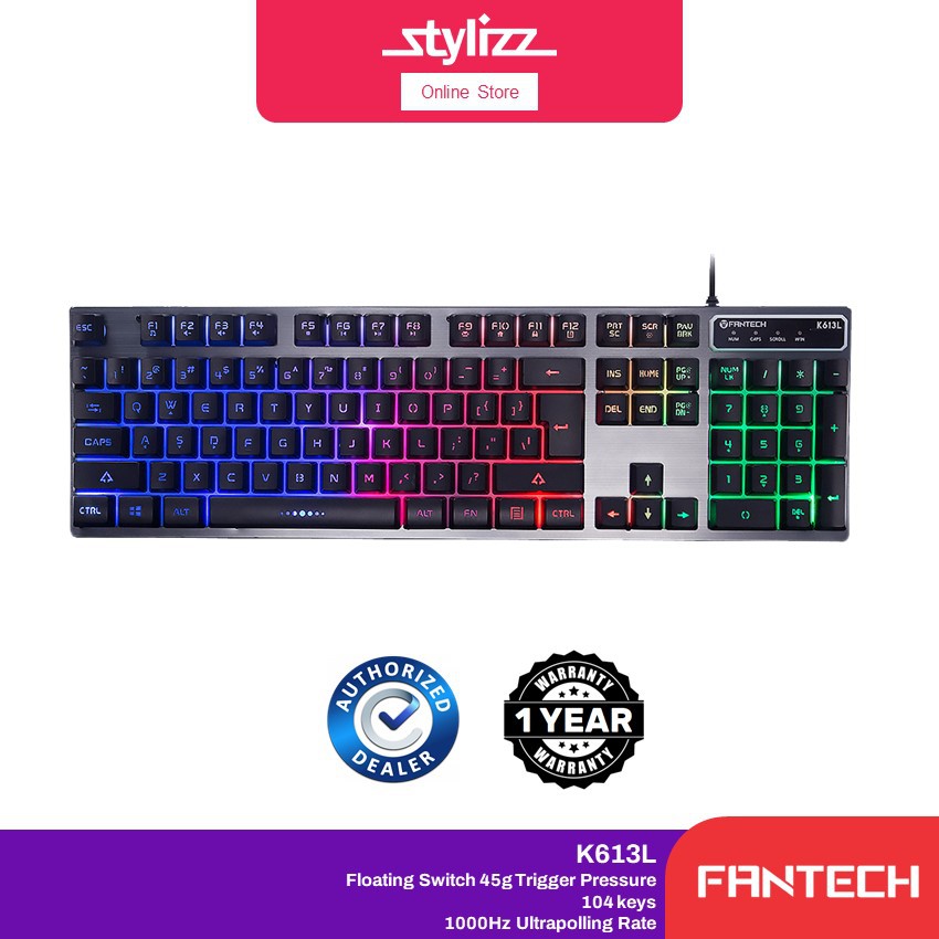 FANTECH K613L Fighter II Full Size Edition Gaming Keyboard - 25 Keys Anti-ghosting, RGB LED ...