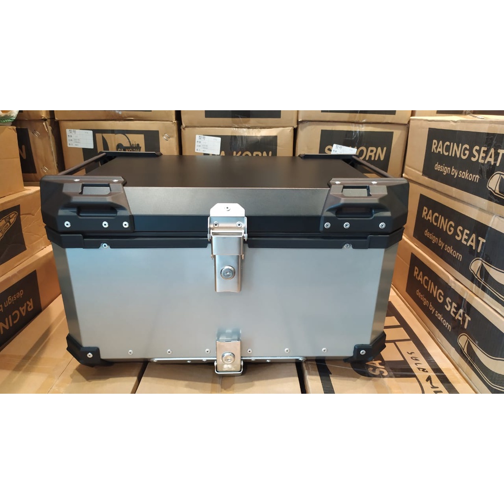 TOP BOX 65LITER 65L ALUMINIUM UNIVERSAL + BASE PLATE + TAPAK BESI ...
