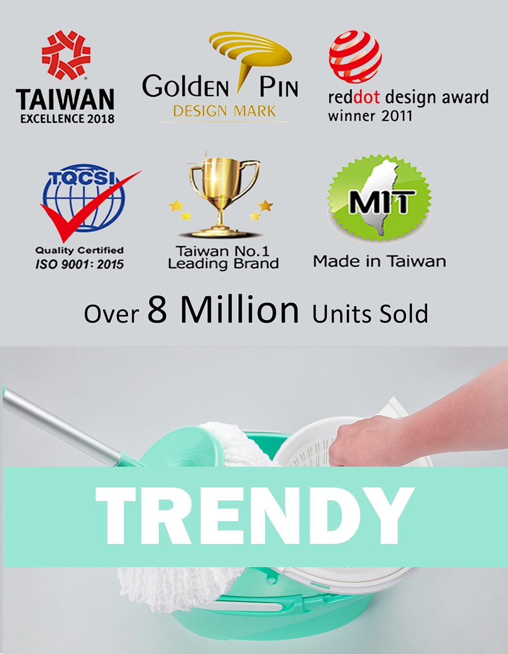 [SupaMop] Trendy S220 Hand Press Spin Mop Set 1 Year Warranty Free 2 ...