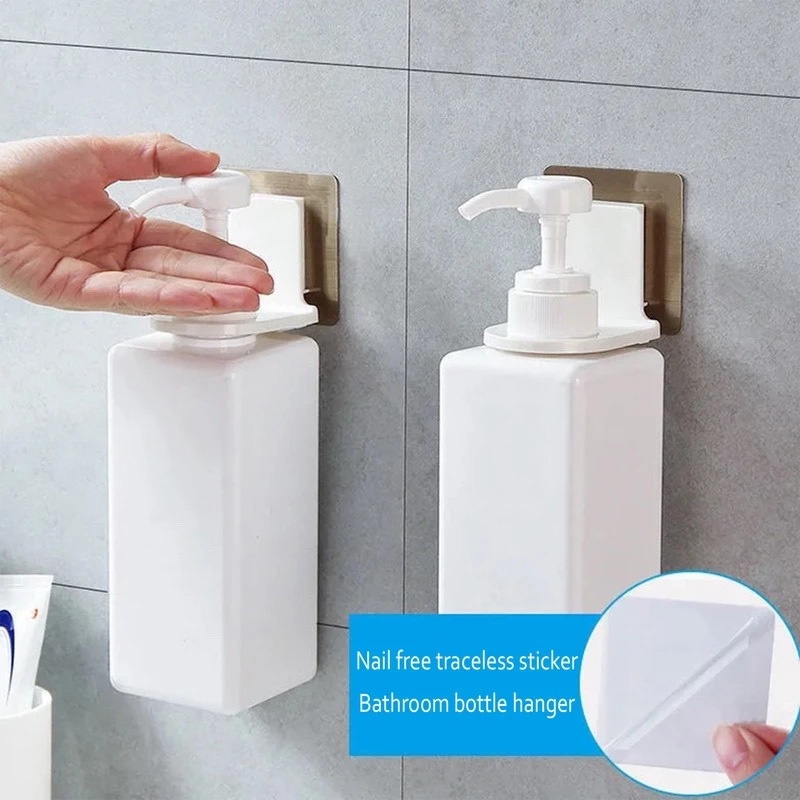Wall Mounted Self-Adhesive Shampoo Bottle Shelf Liquid Soap Shower Gel ...