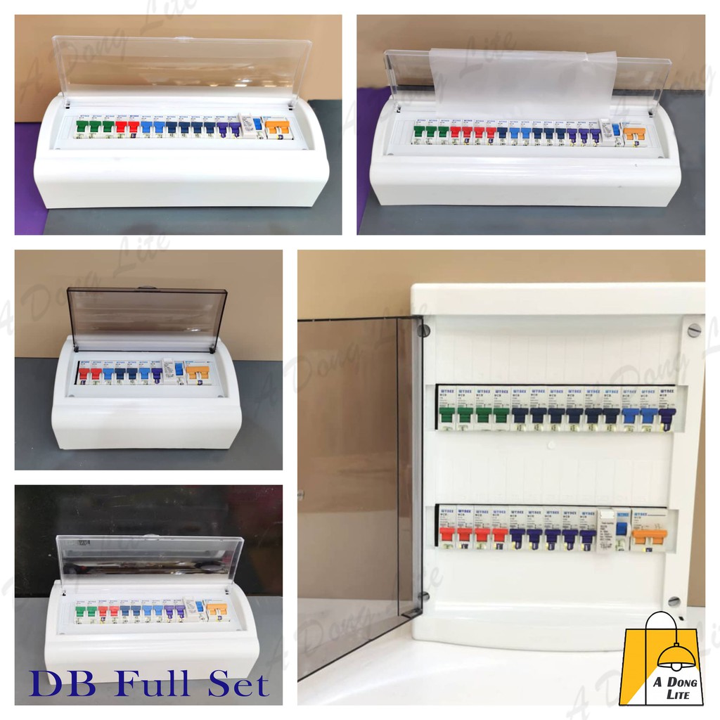TBC & WYNEX 40A / 63A Full Set DB Box with MCB ELCB Main Switch MCB Box ...