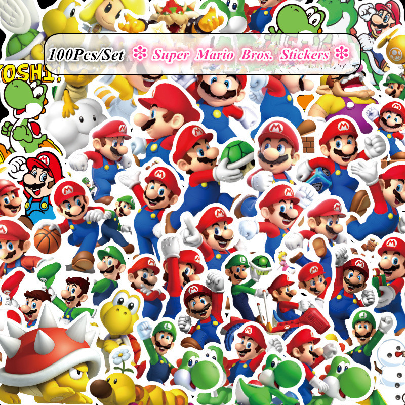 100Pcs/Set Super Mario Bros. Series B Stickers Nintendo Games Anime DIY ...