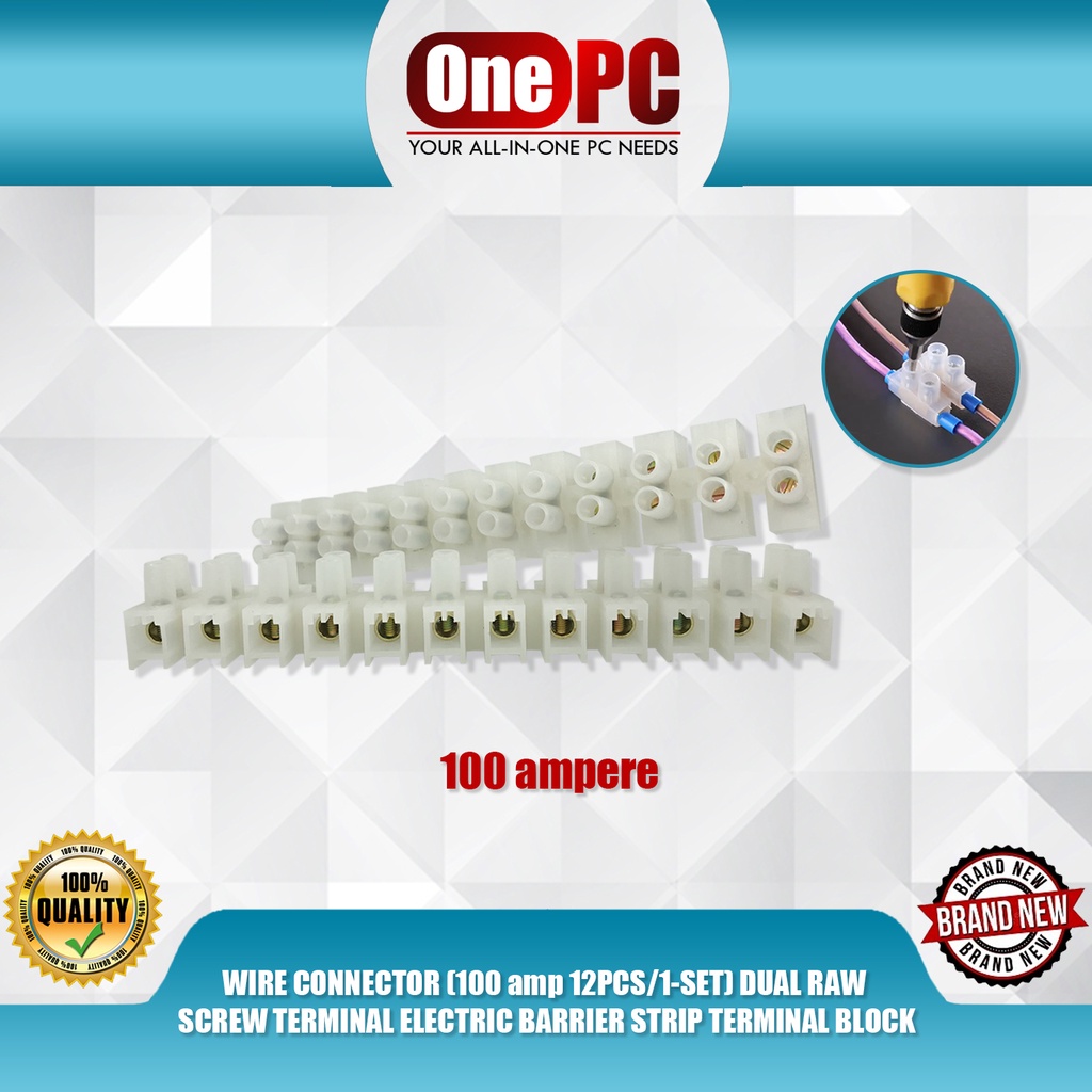 WIRE CONNECTOR (100 amp 12PCS/1-SET) DUAL RAW SCREW TERMINAL ELECTRIC ...