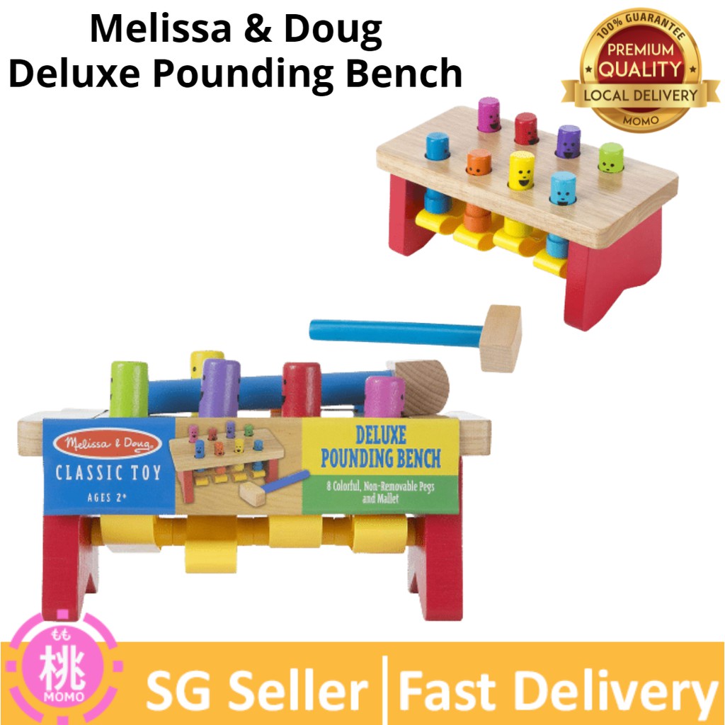 Melissa & Doug Deluxe Pounding Bench Wooden Toy with Mallet, Baby & Toddler Toys (Bench or Tower ...