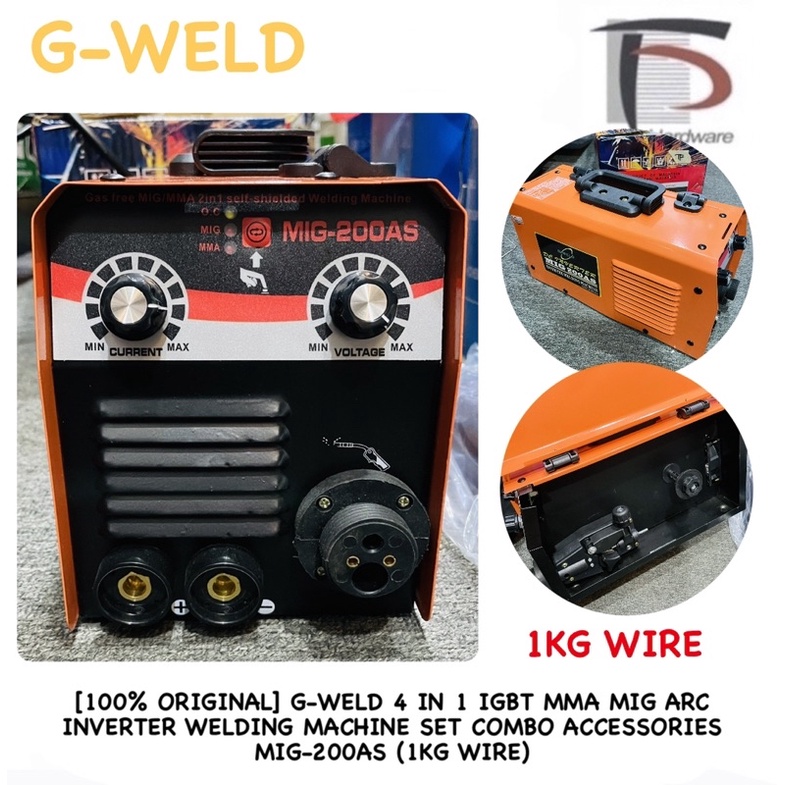 G-WELD 4 IN 1 IGBT MMA MIG ARC INVERTER WELDING MACHINE SET COMBO ...