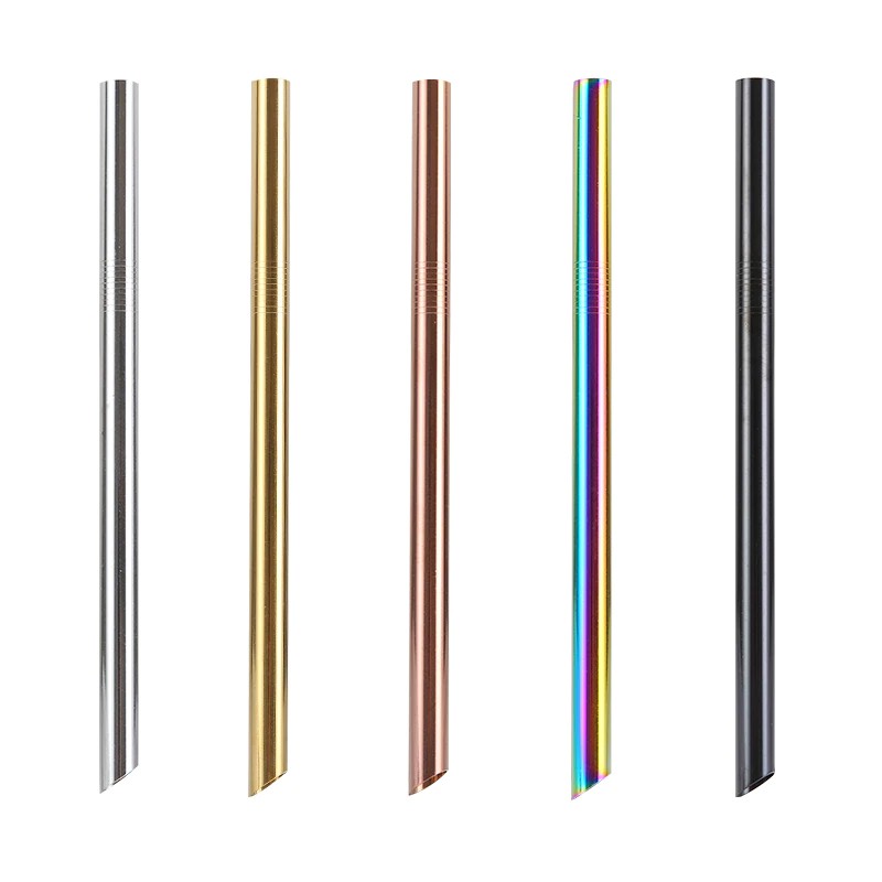 12mm Pointed End Big Metal Straw Boba Tea Bubble Tea Straw Stainless ...