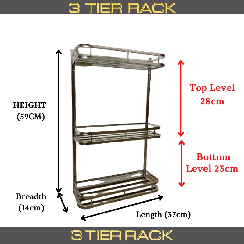 UnihomSG [ReadyStock] 2/3 Tier Stainless Steel Bathroom Racks Layered ...