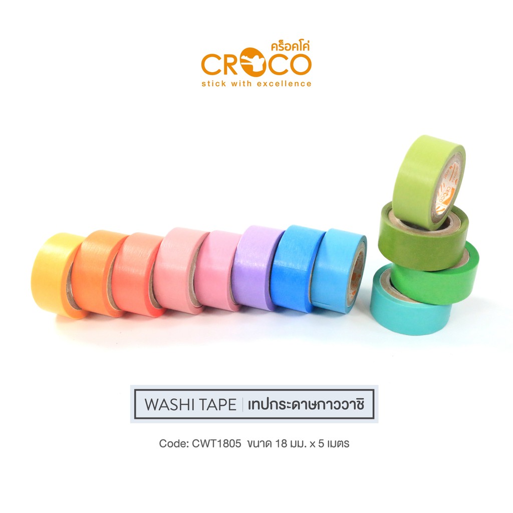 CROCO Washi Glue Paper Pastel Color 18mm. x 5 Meters CWT1805 | Shopee ...