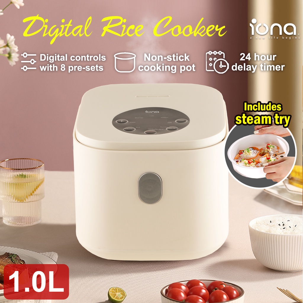 IONA 1L Small Mini Rice Cooker Non Stick With Steamer | Multi Function ...