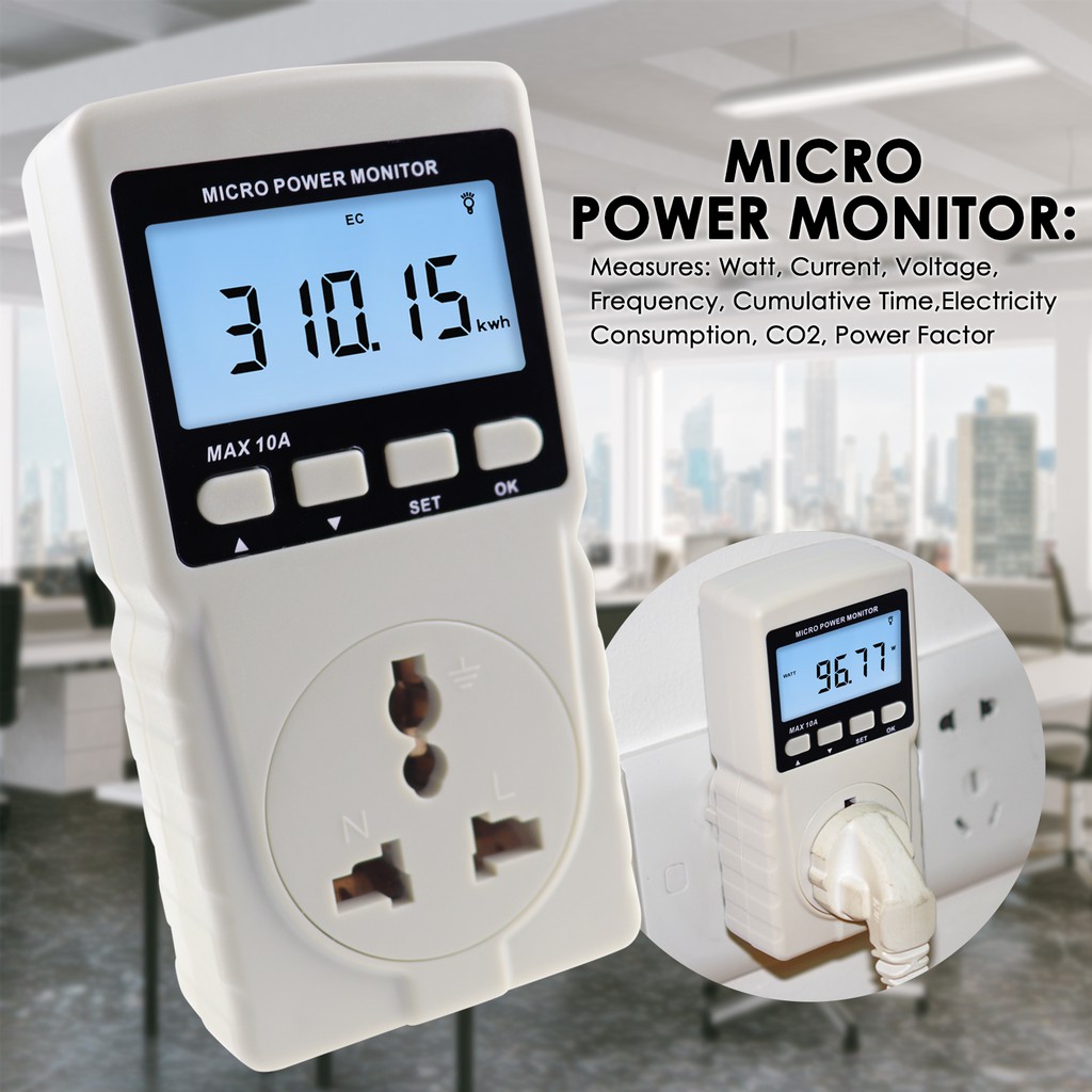 Digital Power Meter Wattmeter Energy Consumption Meter Watt Voltage ...