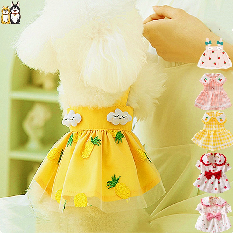 Spring Summer Pet Princess Dress/Pineapple Strawberry Embroidery ...