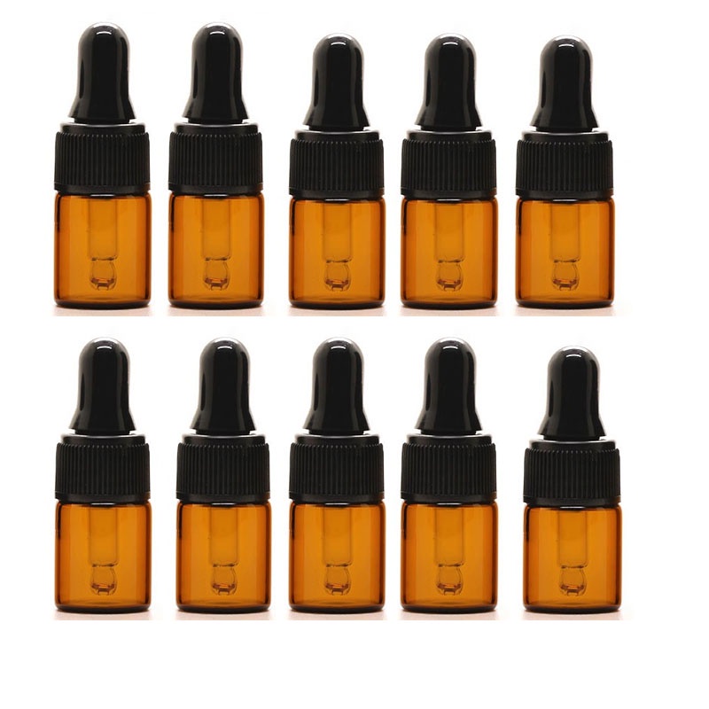 10 Pieces 1ml 2ml 3ml 5ml Amber Glass Dropper Bottles Glass Mini ...