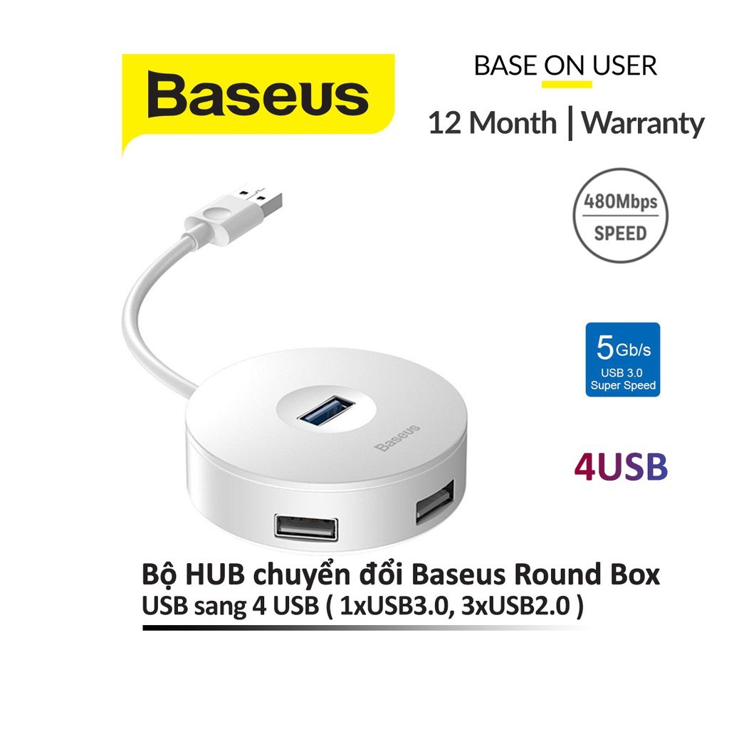 Baseus Round Box Type-A to 4 Usb Hub set supports high-speed Data ...