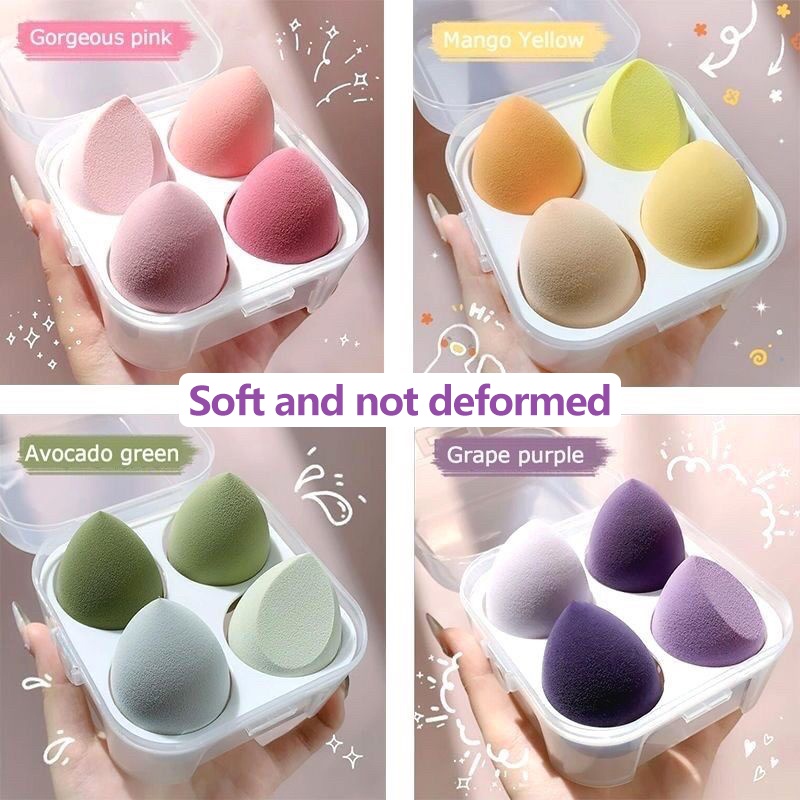 【SG】4Pcs Makeup Blender Sponge With Box Cosmetic Puff Makeup Sponge ...