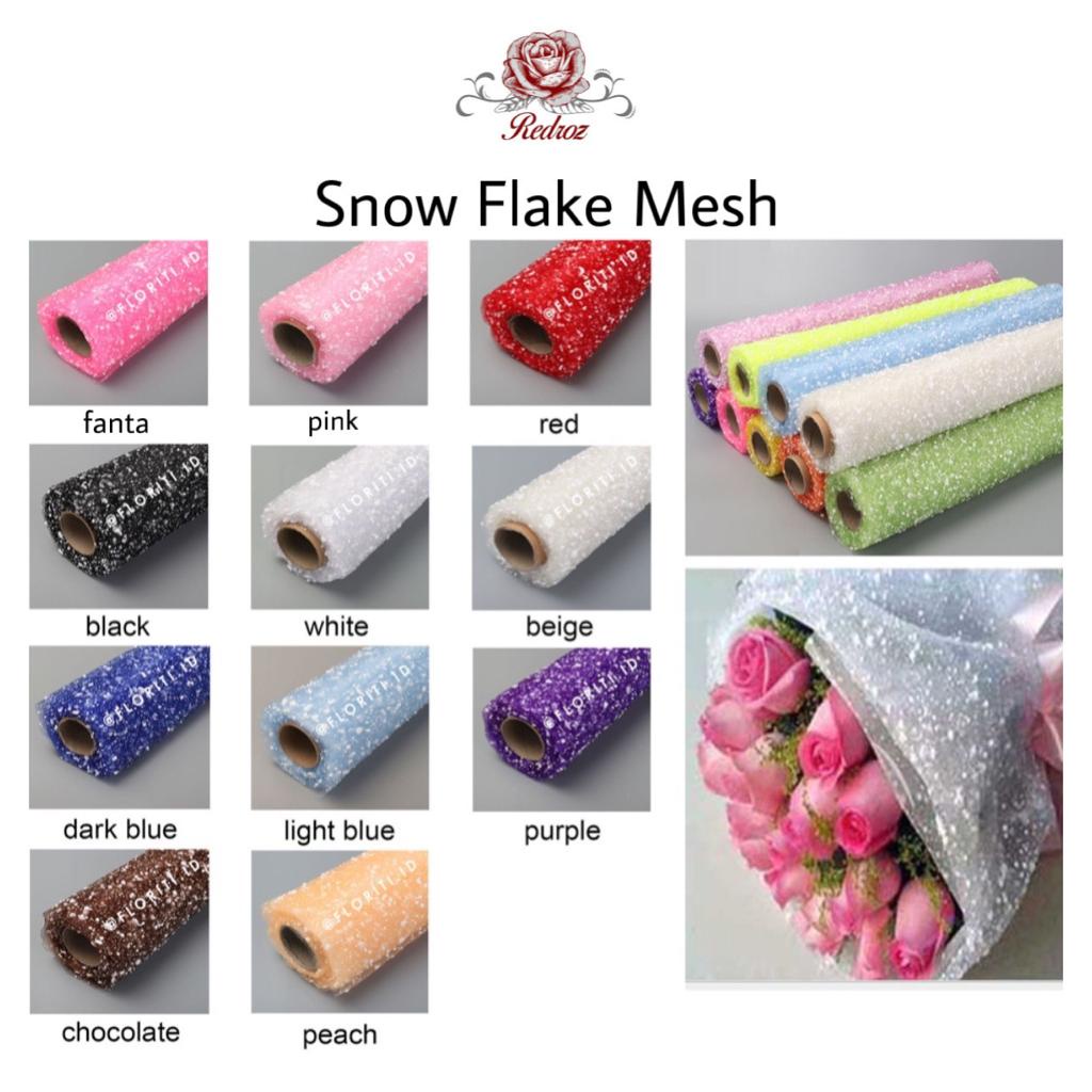 [1 Roll] SNOW TILE FABRIC Flower BOUQUET Flower Mesh Decorative Net ...