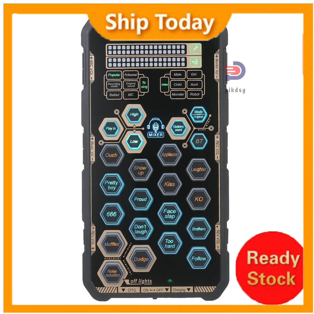 PDay Live Sound Card Handheld Outdoor Portable DSP Sound Card Effect ...