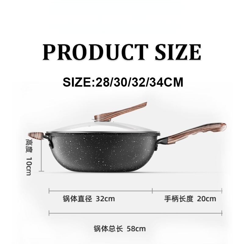 Pan Non Frying Stick Vajra Maifan Stone Non-stick Wok 24 / 28 / 30 /32 ...