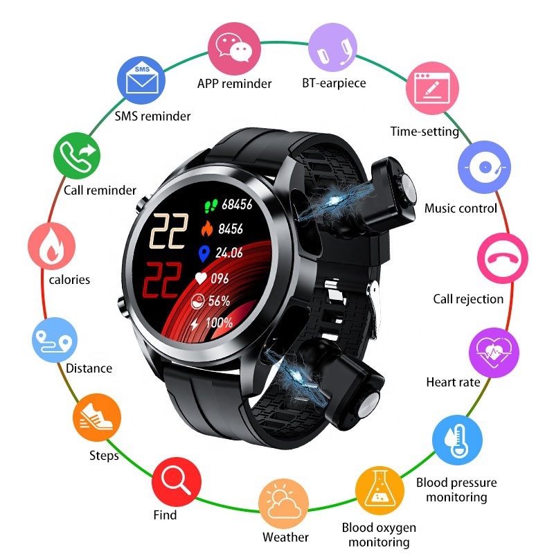 【Official JM03】2 in 1 Smart Watch And Bluetooth Earphone Wireless ...